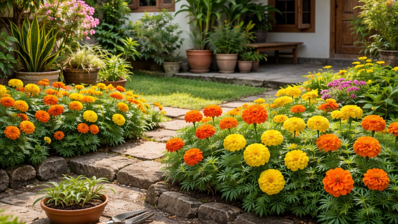 Marigold di Halaman Rumah, Tanaman Hias Cantik Tahan Panas dengan ...